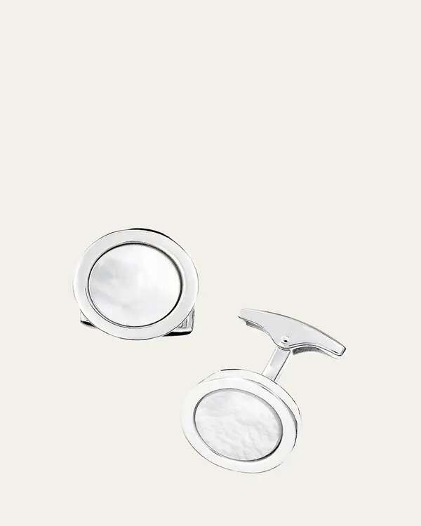 JAN LESLIE 925 Round Mother-of-pearl Cufflinks - One-color