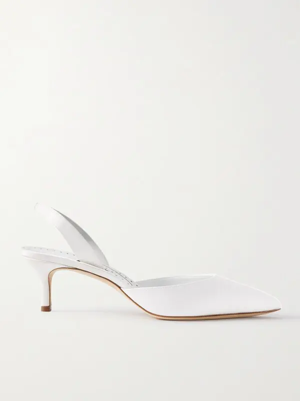Manolo Blahnik Carolyne Bridal 50 Slingback Pumps - White