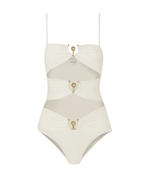 Christopher Esber Embellished Cutout Swimsuit - White
