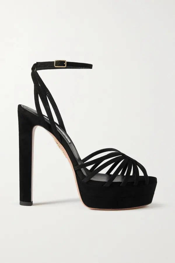 AQUAZZURA Flow 130 Suede Platform Sandals