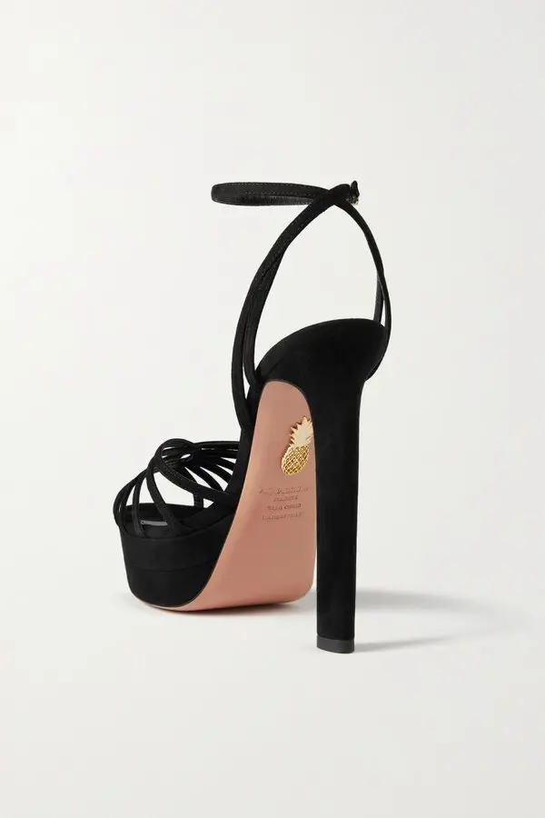 AQUAZZURA Flow 130 Suede Platform Sandals