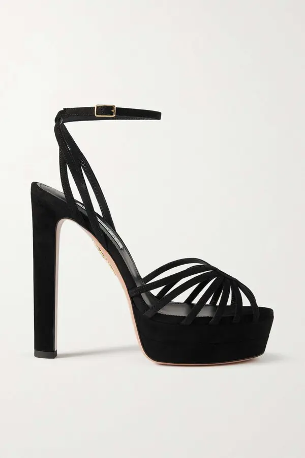 AQUAZZURA Flow 130 Suede Platform Sandals