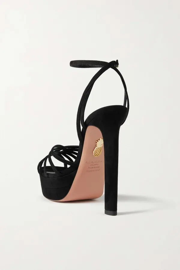 AQUAZZURA Flow 130 Suede Platform Sandals