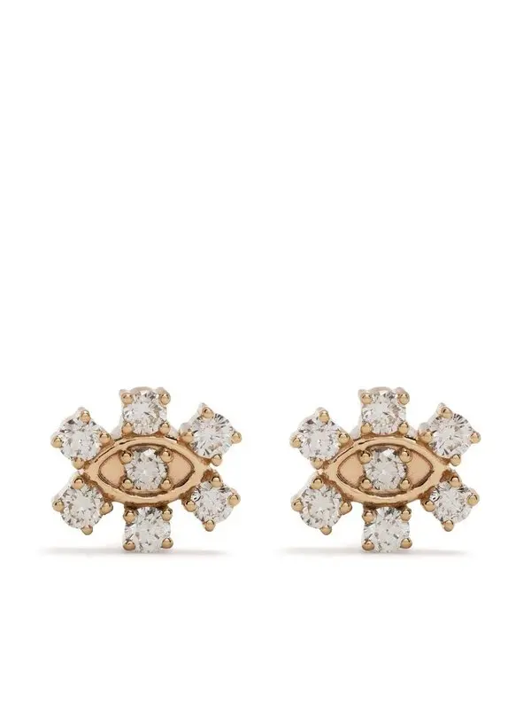 SYDNEY EVAN 14kt Yellow Gold Diamond Stud Earrings - Silver