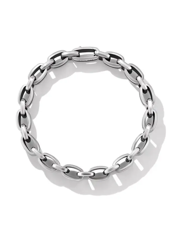 David Yurman Sterling Diamond Deco Bevelled Link Bracelet - Silver