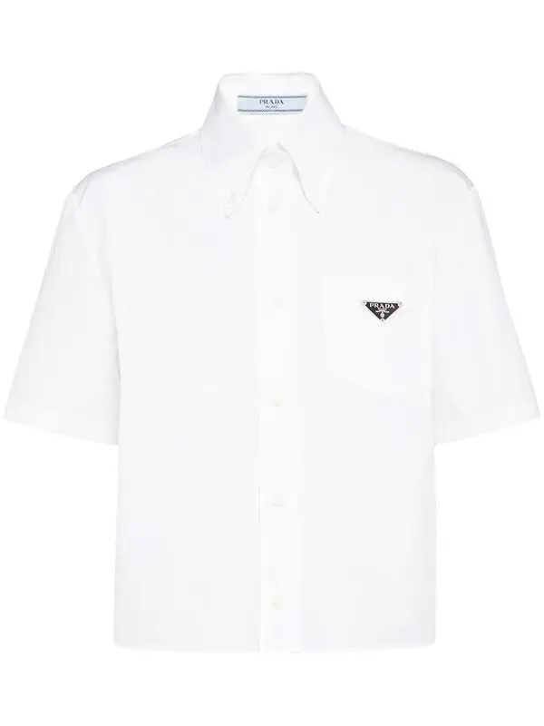 Prada Triangle-logo Poplin Shirt - White