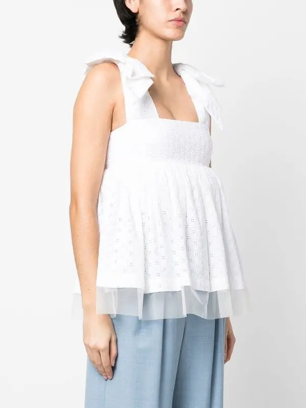 Viktor & Rolf Sleeveless Broderie-anglaise Blouse