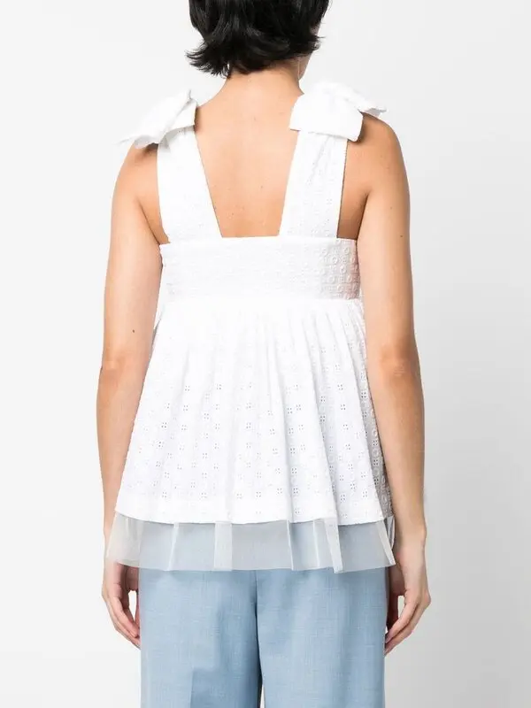 Viktor & Rolf Sleeveless Broderie-anglaise Blouse