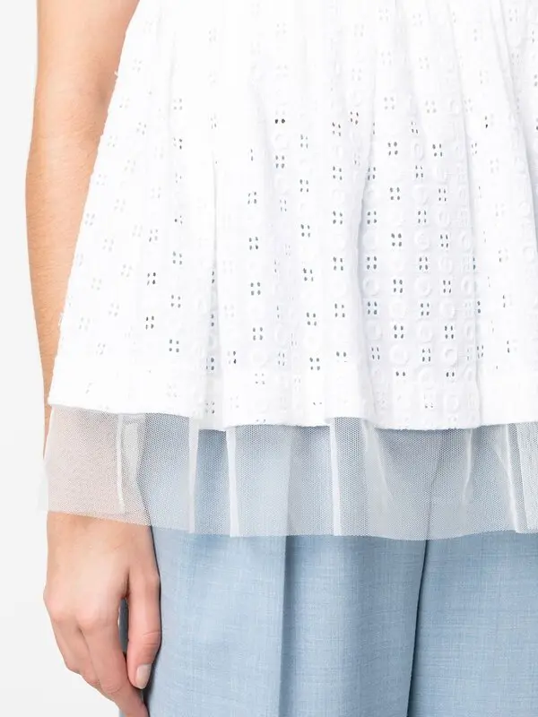Viktor & Rolf Sleeveless Broderie-anglaise Blouse