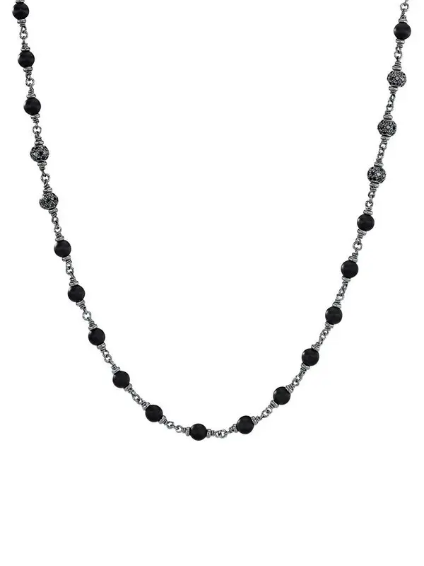 David Yurman Sterling Rosary Diamond Necklace - Silver