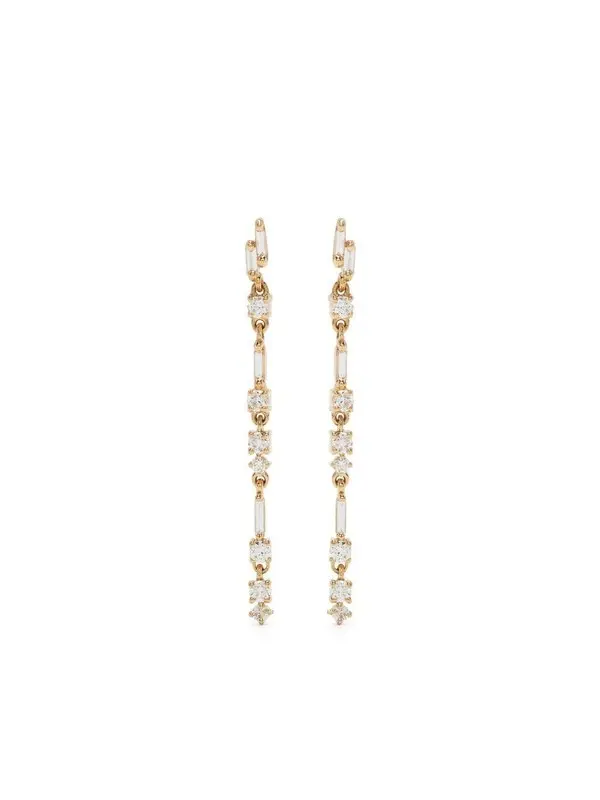 SUZANNE KALAN 18kt Yellow Diamond Dangle Drop Earrings - Gold