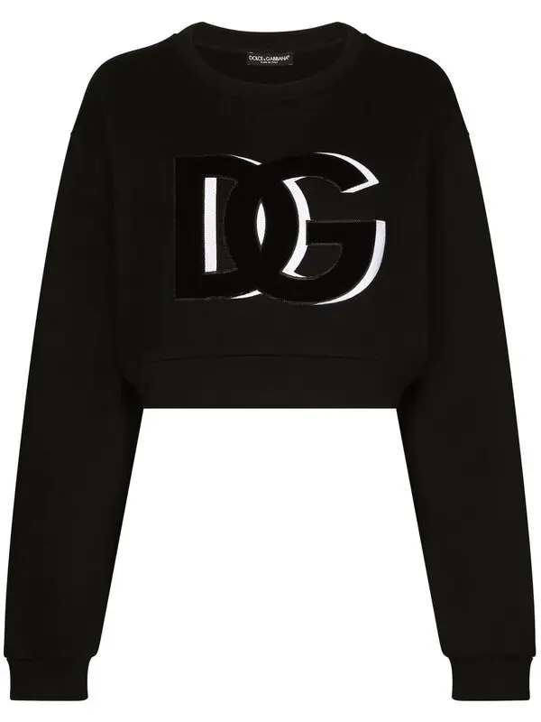 Dolce & Gabbana Dg Logo Cropped Sweatshirt - Black