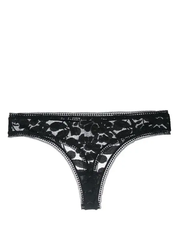 ERES Tanga Floral-lace Thong - Black