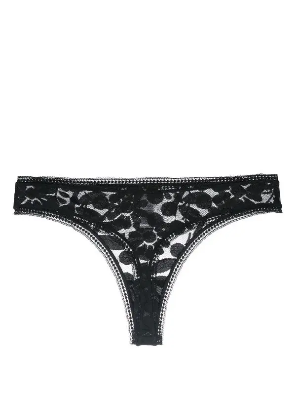 ERES Tanga Floral-lace Thong - Black