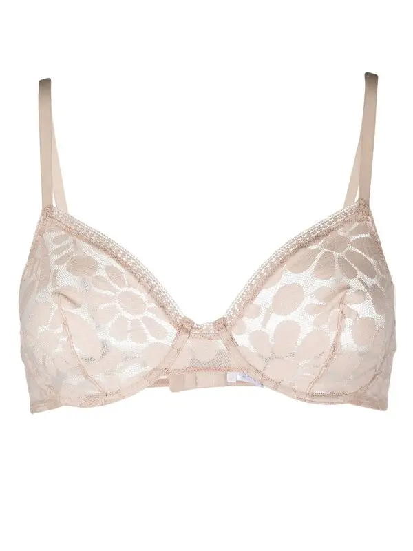 ERES Floral-lace Embroidered Full-cup Bra - Pink