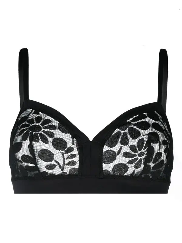 ERES Feminin Wireless Floral Lace Bra - Black