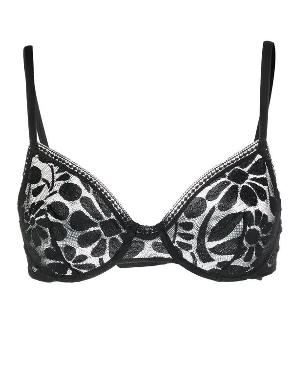 ERES Floral-lace Detail Full-cup Bra - Black