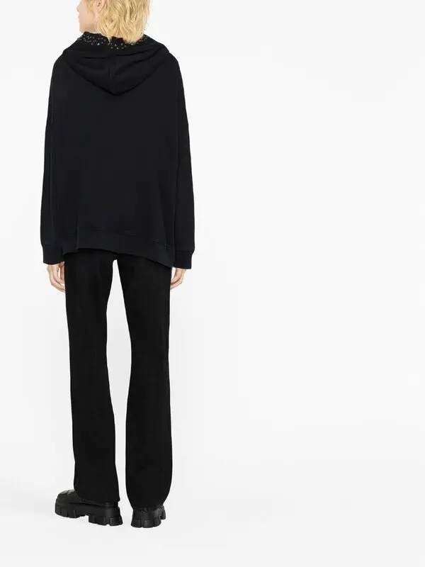 Versace Logo-print Studded Hoodie - Black