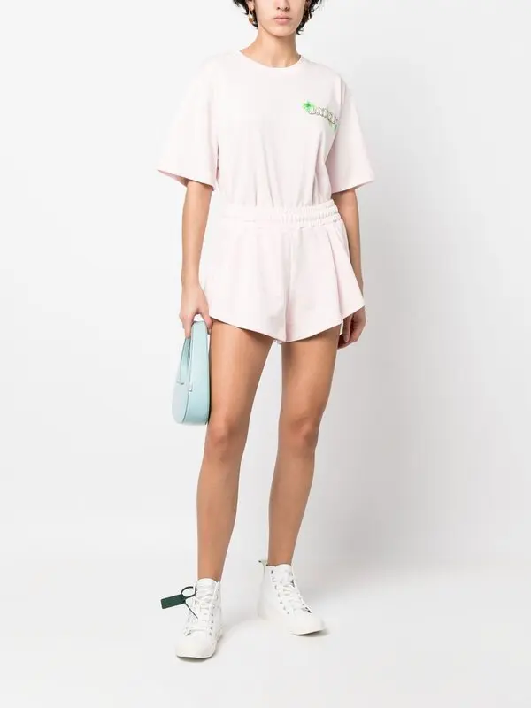 BARROW Slogan-print Track Shorts - Pink