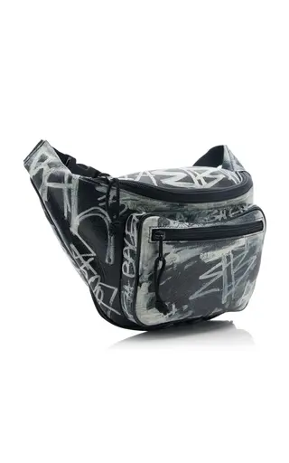 Balenciaga Explorer Graffiti-Printed Leather Beltpack - Black