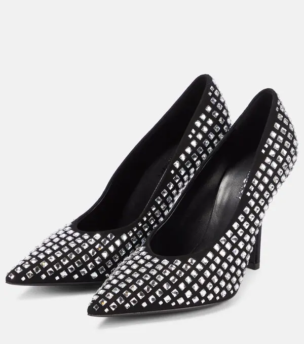 Burberry Crystal-embellished Suede Pumps