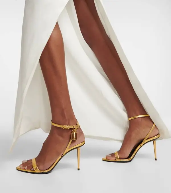 TOM FORD Padlock Metallic Leather Sandals