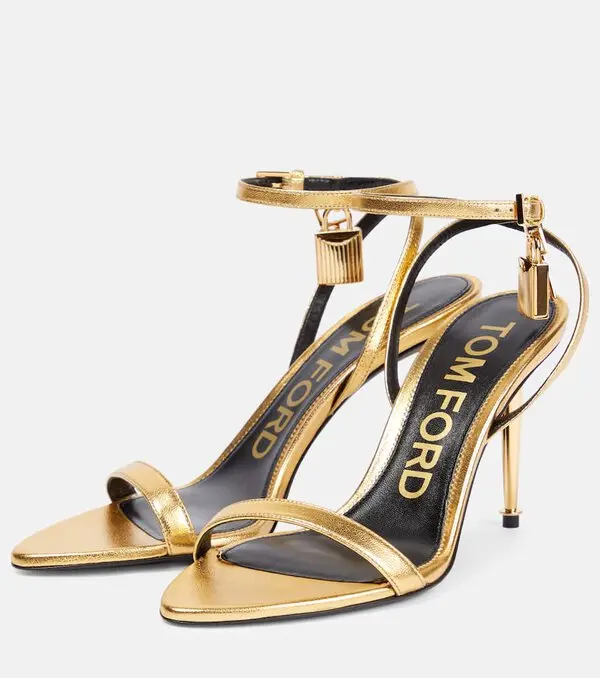 TOM FORD Padlock Metallic Leather Sandals