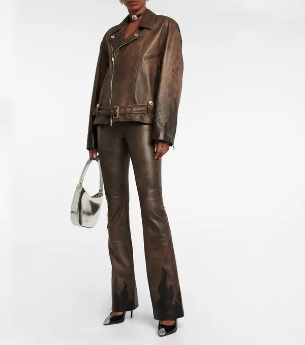 Alessandra Rich Leather Biker Jacket