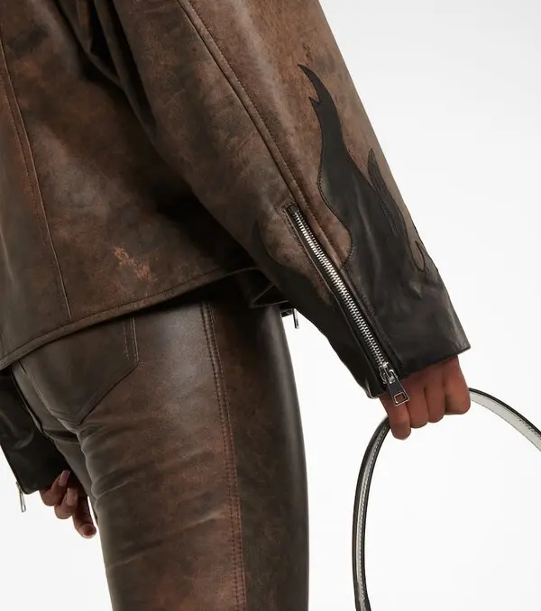 Alessandra Rich Leather Biker Jacket