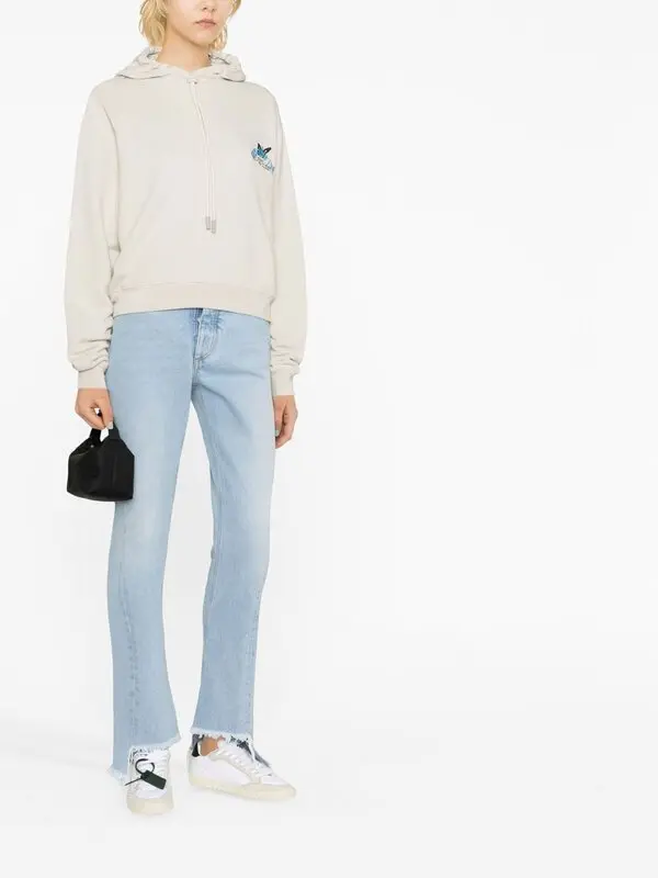 Off-White Cotton Embroidered Hoodie