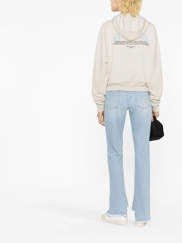Off-White Cotton Embroidered Hoodie