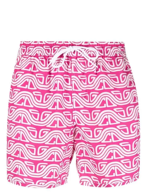 Gcds Abstract-print Swim Shorts - Pink