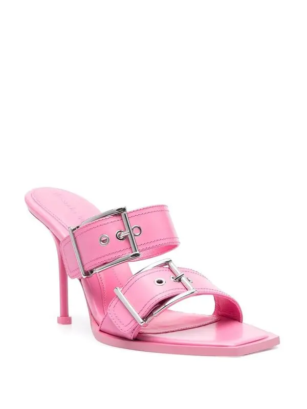 Alexander McQueen 100mm Buckled Leather Sandals - Pink