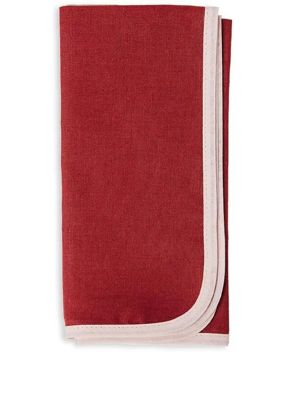La DoubleJ Contrast Trimming Napkin Two-piece Set - Red