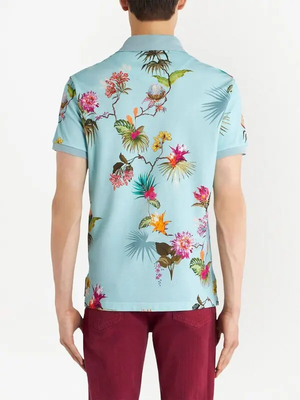 Etro Floral-print Cotton Polo Shirt