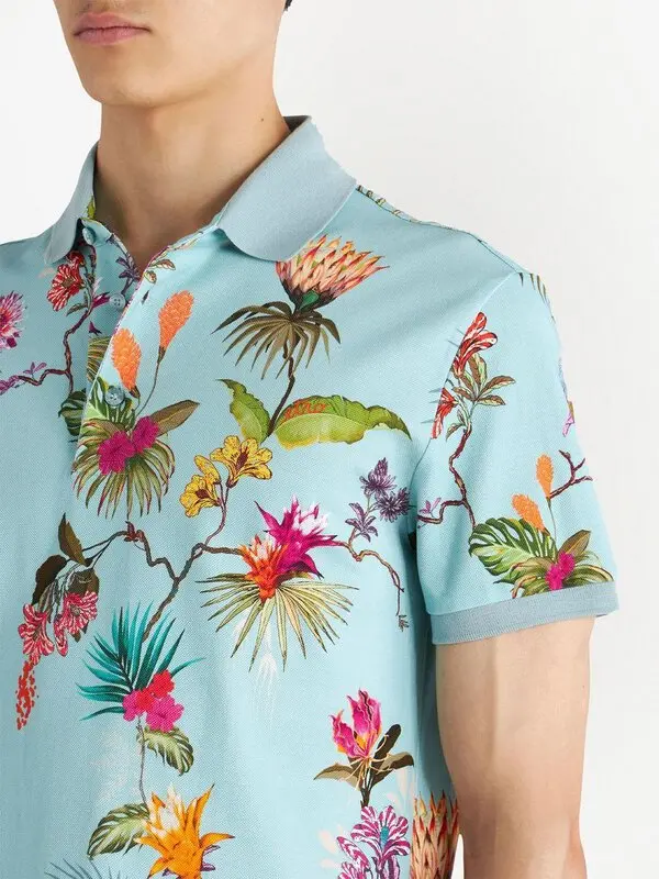 Etro Floral-print Cotton Polo Shirt