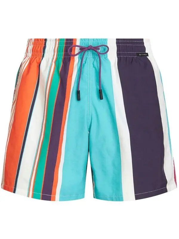 Etro Striped Swim Shorts - Blue