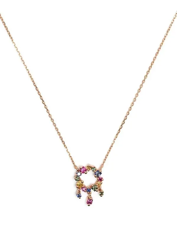 SUZANNE KALAN 18kt Rose Princess Rainbow Mini Sapphire Cascade Necklace - Gold