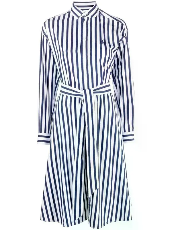 Polo Ralph Lauren Striped Midi Shirt Dress - White