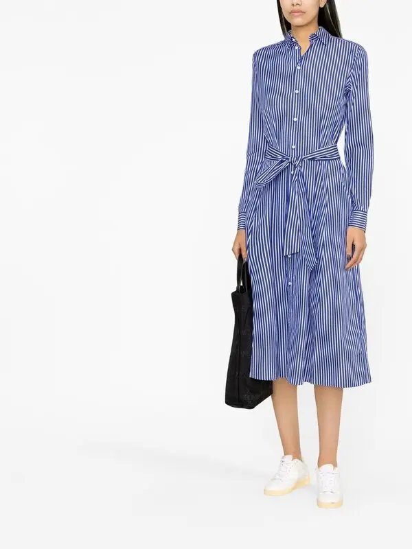 Polo Ralph Lauren Striped Belted Shirt Dress - Blue