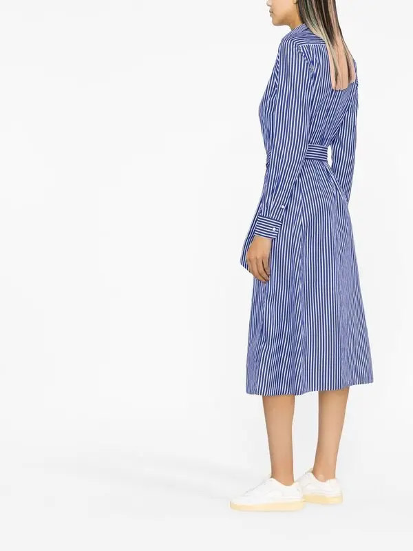 Polo Ralph Lauren Striped Belted Shirt Dress - Blue