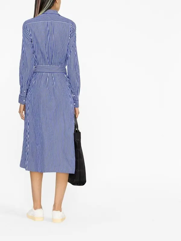 Polo Ralph Lauren Striped Belted Shirt Dress - Blue