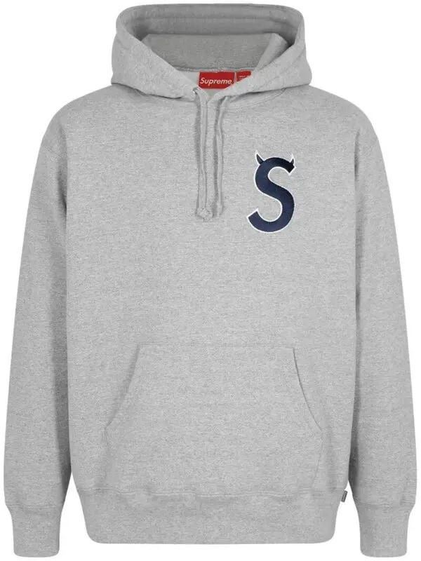 Supreme S Logo Drawstring Hoodie - Grey