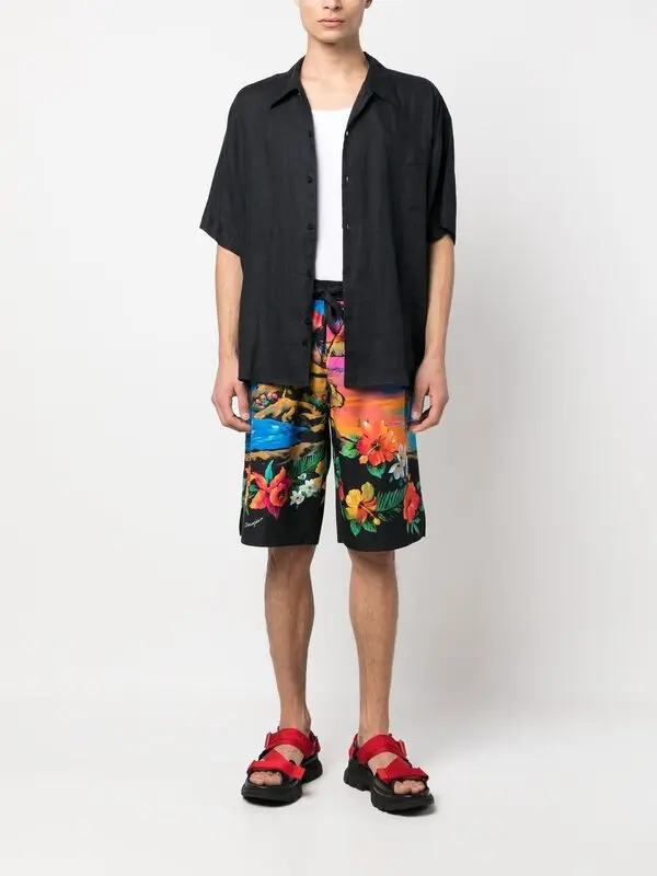 Dolce & Gabbana Tropical-print Bermuda Shorts - Pink