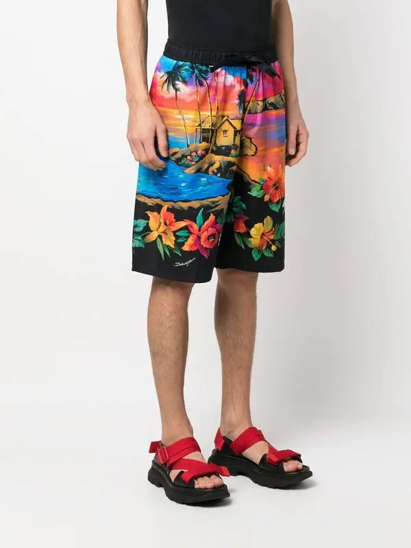 Dolce & Gabbana Tropical-print Bermuda Shorts - Pink