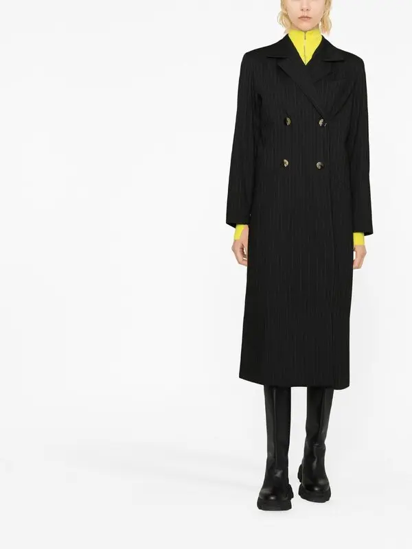 GANNI Double-breasted Striped Coat