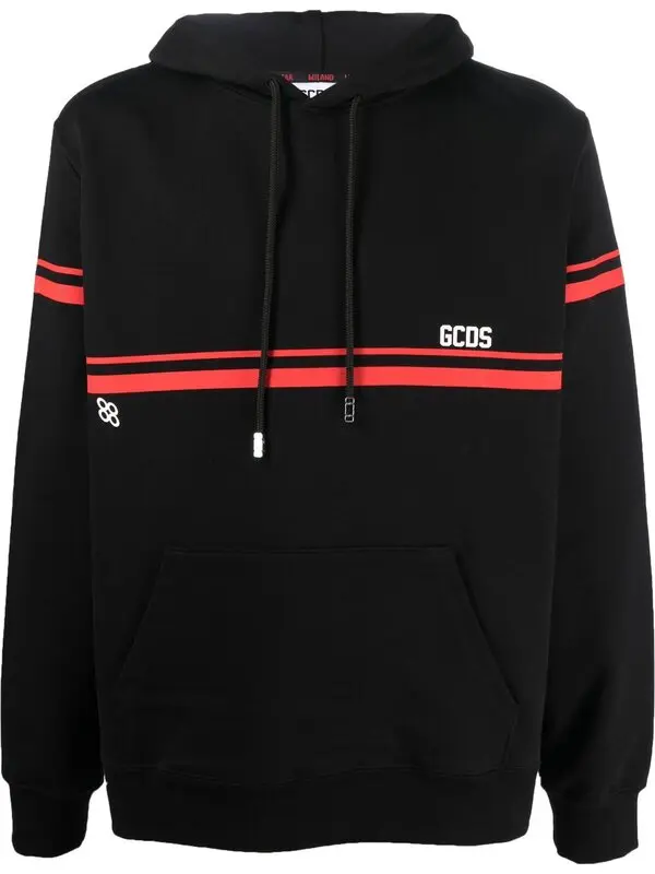 Gcds Stripe-detail Cotton Hoodie