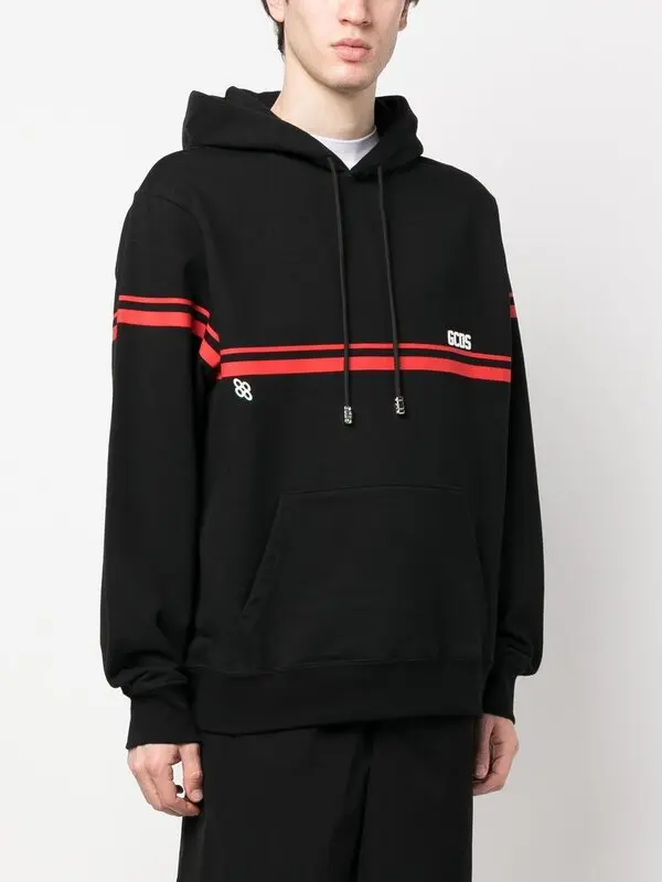 Gcds Stripe-detail Cotton Hoodie