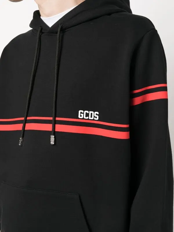 Gcds Stripe-detail Cotton Hoodie