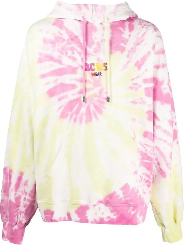 Gcds Tie-dye Print Logo Hoodie - Yellow